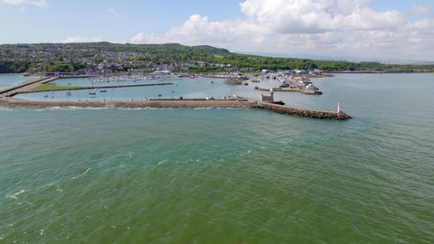 Aerial Panorama Howth Coastal Town Marina Stock Footage Video (100% ...