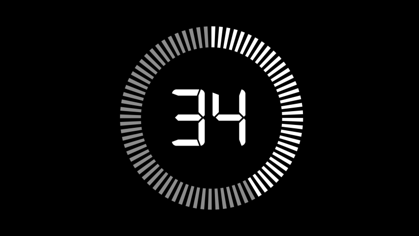 Minimal countdown one minute animation from 5 to 0 seconds. Modern flat ...