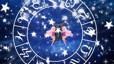 Animation Spinning Star Sign Wheel Gemini Stock Footage Video (100% ...