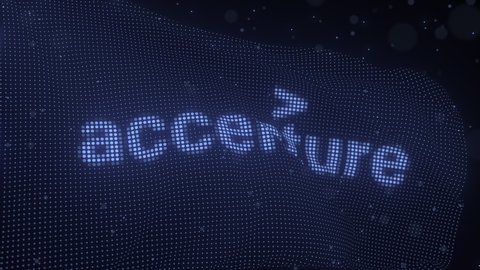 Accenture Logo On Waving Digital Flag Stock Footage Video (100% Royalty ...