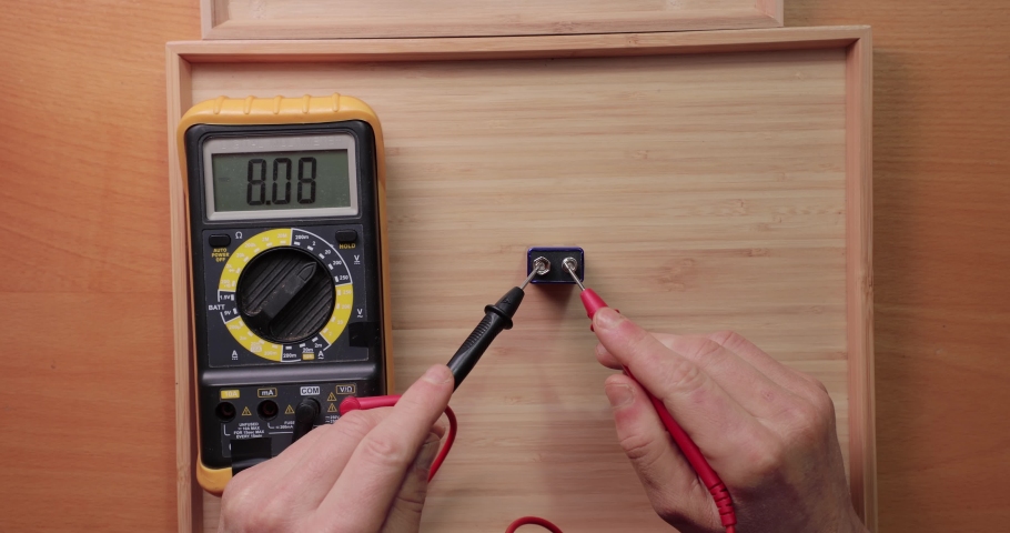 Testing 9v Battery Cell Digital Multimeter Stock Footage Video (100% ...