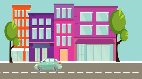 Colorful Cartoon City Traffic Loop Animated Stock Footage Video (100% ...