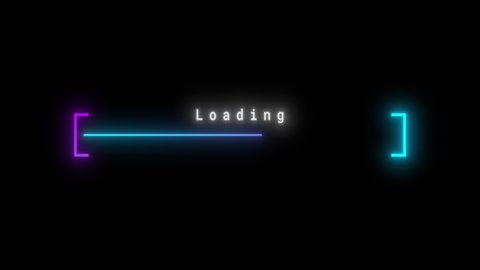 Neon Glowing Loading Progress Bar Downloading Stock Footage Video (100% ...