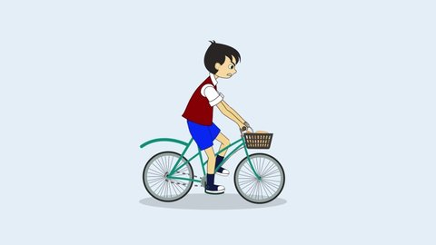 Bicycle Riding Character Animation 2d Cartoon Stock Footage Video (100% ...