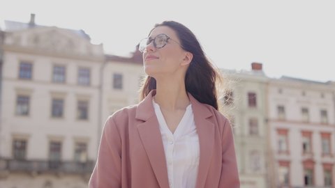 Woman Face Low Angle Portrait Gorgeous Stock Footage Video (100% ...