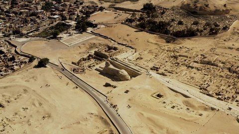 Aerial View Great Sphinx Giza Pyramids Stock Footage Video (100% ...