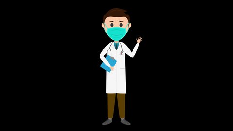 Male Doctor Waving Hand Illustration Animation Stock Footage Video (100 ...