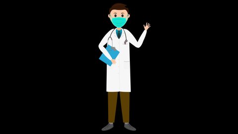 Male Doctor Waving Hand Illustration Animation Stock Footage Video (100 ...