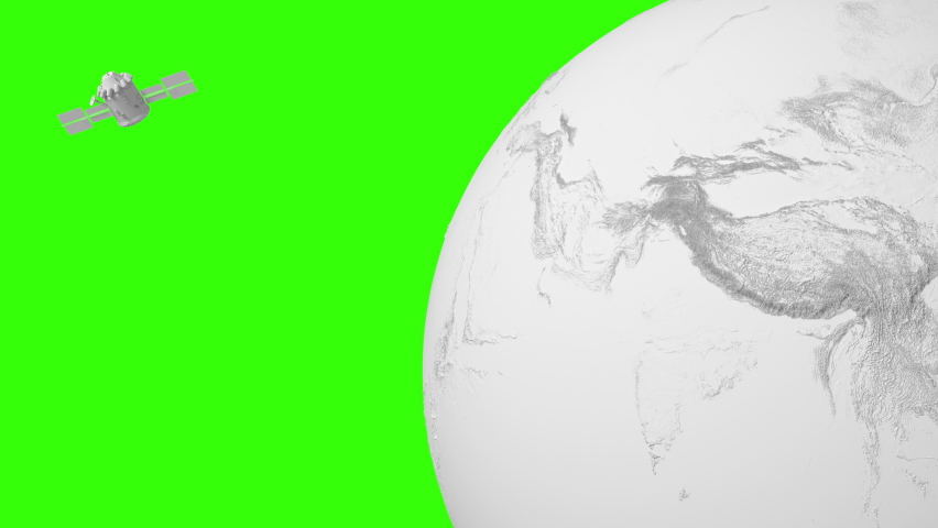 Looped Animation of Earth Satellites Front View. The video with Earth ...