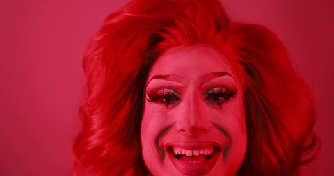 Drag Queen Smiling On Camera Red Stock Footage Video (100% Royalty-free ...