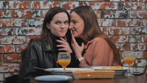 Young Cheerful Girls Gossip Whisper Each Stock Footage Video (100% ...