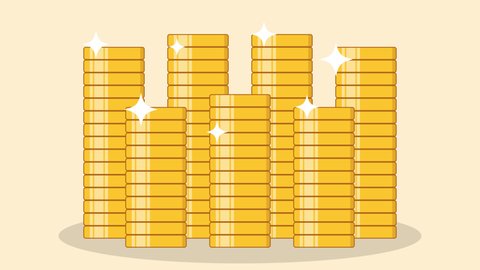 Stack Gold Coins Illustration Animation Alpha Stock Footage Video (100% ...