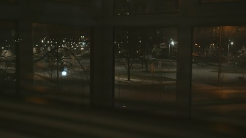 Night Deserted Street View Window Through Stock Footage Video (100% ...