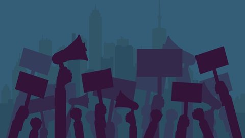 Silhouette Hands Cartoon Animation Representing Protest Stock Footage ...