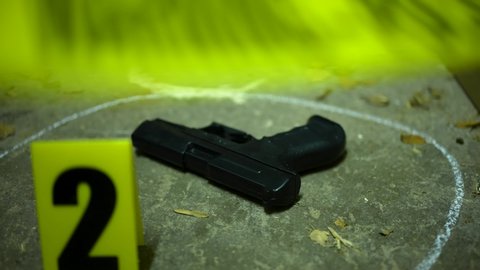 Gun Crime Scene Muder Weapon Evidence Stock Footage Video (100% Royalty ...