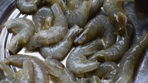 Closeup View Fresh Cut Prawns Prawn Stock Footage Video (100% Royalty ...