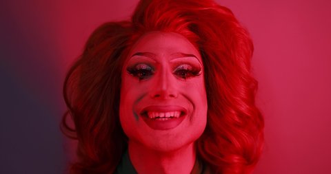 Drag Queen Smiling On Camera Red Stock Footage Video (100% Royalty-free ...