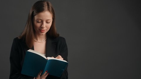 Young Woman Black Suit Listens Collocutor Stock Footage Video (100% ...
