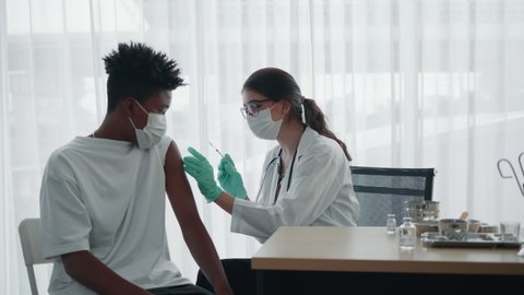 Cinematic Shot Female Doctor Brings Syringe Stock Footage Video (100% ...