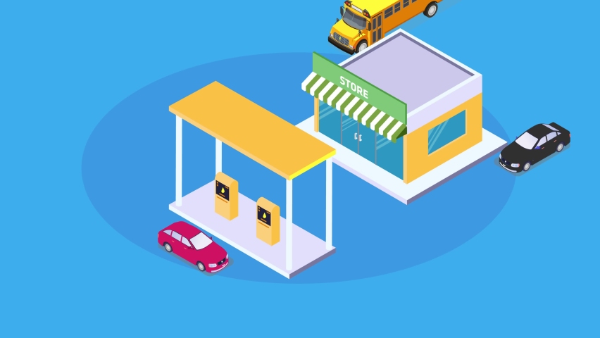 Petrol Service Station Cartoon Stock Video Footage - 4K and HD Video ...