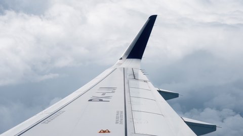 Wing Airplane Leaning Down Changing Direction Stock Footage Video (100% ...