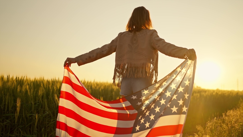 Beautiful Woman American Flag Stock Video Footage - 4K and HD Video ...