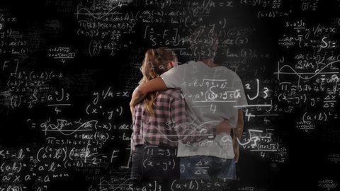 Animation Mathematical Equations Over Couple Embracing Stock Footage ...