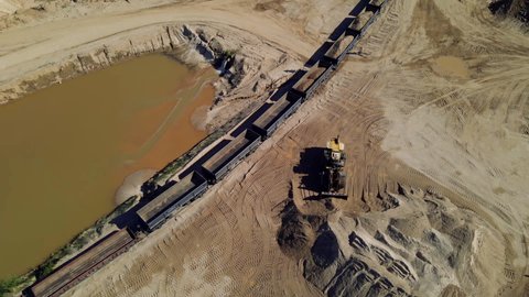 Wheel Loader Loading Sand Freight Train Stock Footage Video (100% ...
