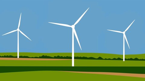 Wind Energy Animation Wind Turbines Rotating Stock Footage Video (100% ...