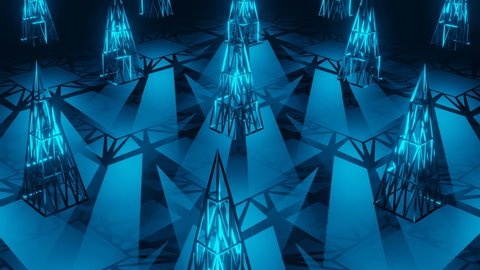 Pyramid Frames Blue Glow Rotate Cast Stock Footage Video (100% Royalty ...