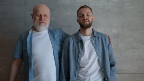 Portrait Elderly Happy Whitehaired Father Embraces Stock Footage Video ...