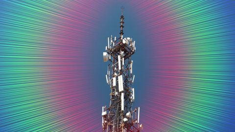Electromagnetic Radiation Cell Tower Frequency Spectrum Stock Footage ...