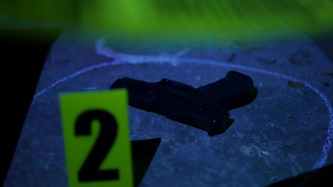 Gun Crime Scene Muder Weapon Evidence Stock Footage Video (100% Royalty ...