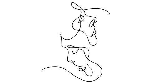 Continuous Line Drawing Two Women Stock Footage Video (100% Royalty ...