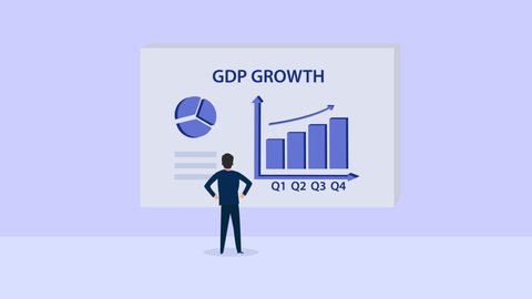 Young Businessman Animation Looking Diagram Gdp Stock Footage Video ...