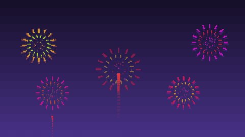 Simple Cute 8bit Gamestyle Fireworks Animation Stock Footage Video (100 ...