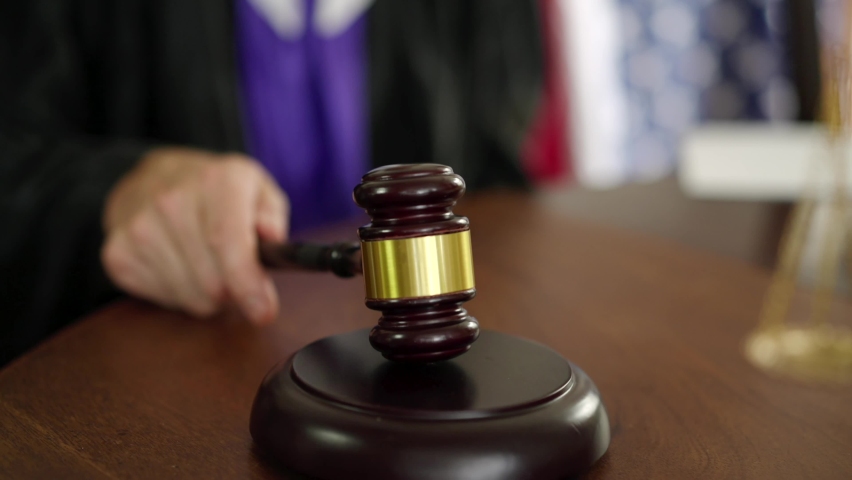 Judge Bangs Gavel in Courtroom Stock Footage Video (100% Royalty-free ...