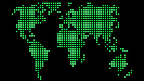 Global Map Made Green Pixel Monitor Stock Footage Video (100% Royalty ...