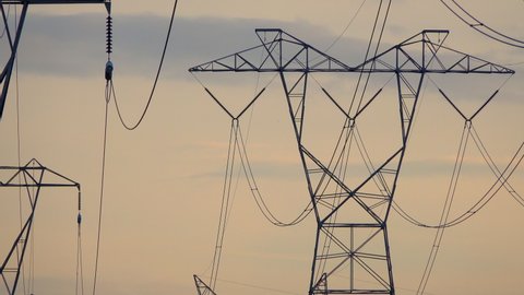 Electrical Towers Drooping Transmission Lines Against Stock Footage ...
