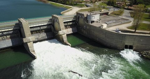 Aerial Static Heavy Water Flow Electrical Stock Footage Video (100% ...