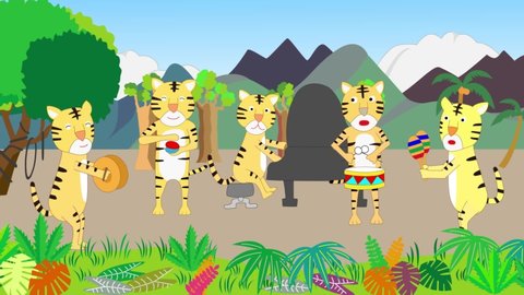 Tiger Playing Musical Instrument Singing Song Stock Footage Video (100% ...