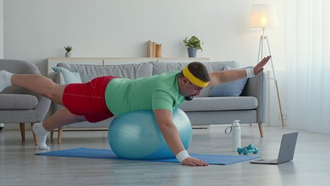 Pilates Fat People Overweight Guy Bright Stock Footage Video (100% ...