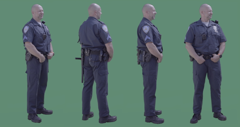 Chroma Key Green Screen Caucasian Police Stock Footage Video (100% ...