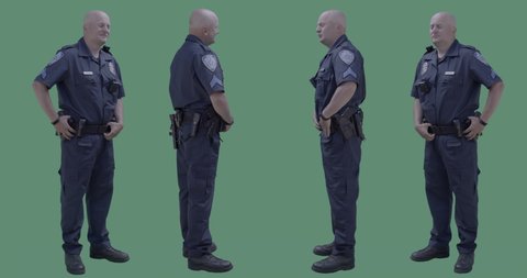 Chroma Key Green Screen Caucasian Police Stock Footage Video (100% ...