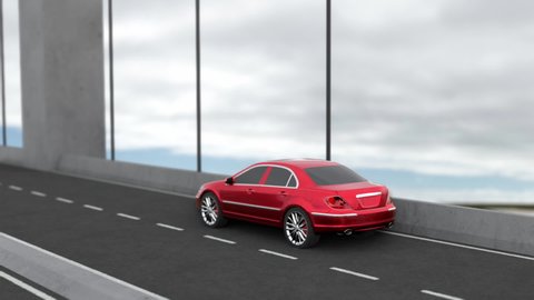 3d Visualization Car Driving On Bridge Stock Footage Video (100% ...