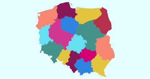 Poland Map Regions Colorful Animation Stock Footage Video (100% Royalty ...