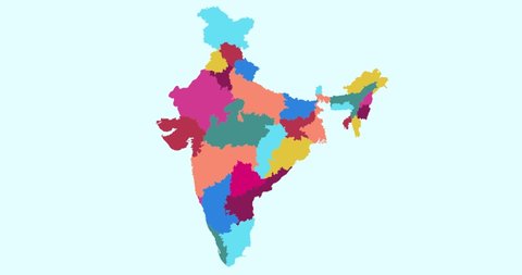 India Map Regions Colorful Animation Stock Footage Video (100% Royalty ...