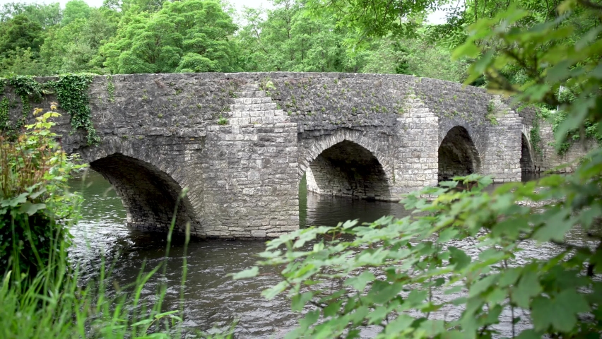 Old Stone Arched Bridge Over Small Stock Footage Video (100% Royalty ...