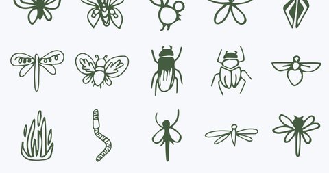 Animation Multiple Green Bugs Falling On Stock Footage Video (100% ...