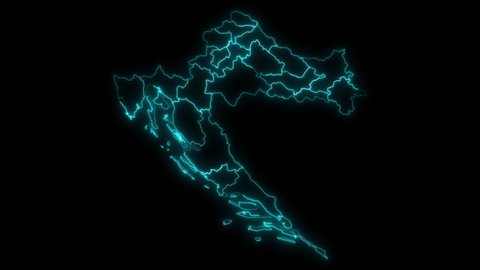 Animated Outline Map Croatia Counties Stock Footage Video (100% Royalty ...